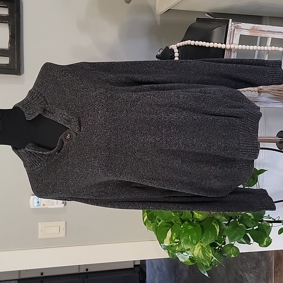 Chaps | Sweaters | Mens Large Chaps Button Up Gray Sweater With Brown ...